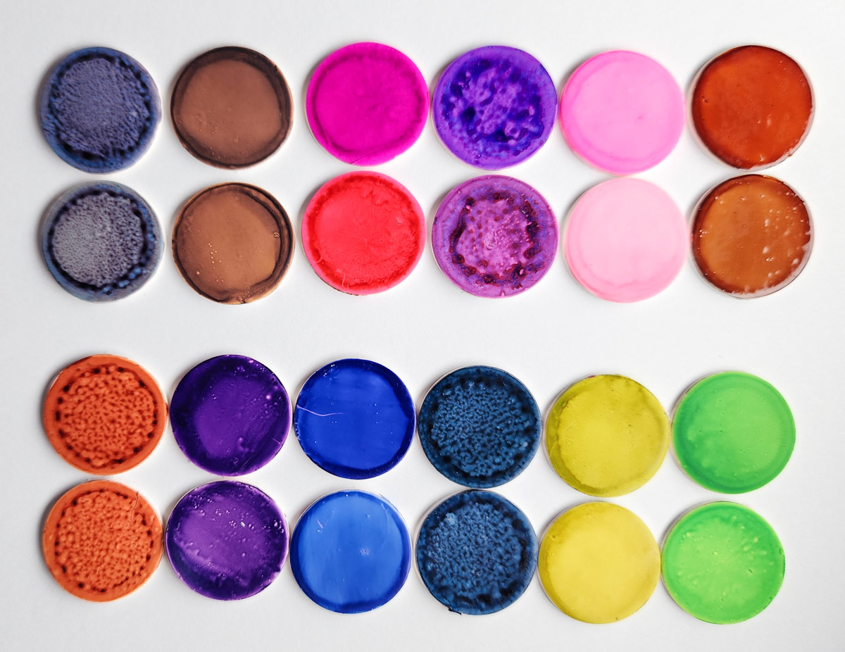 Fading of Alcohol Inks on Baked Polymer Clay - The Blue Bottle Tree